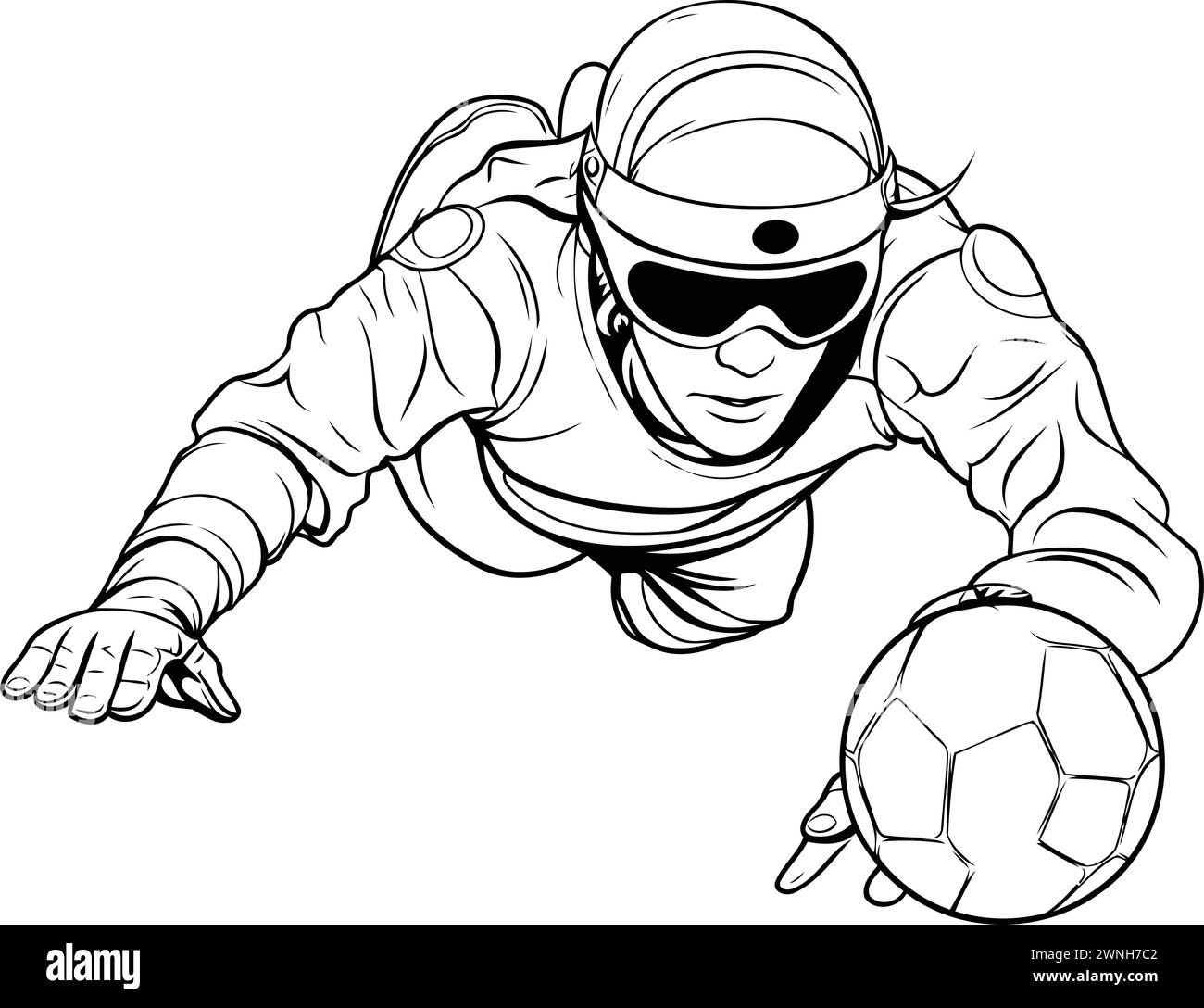 Biker with a soccer ball on a white background. Vector illustration ...