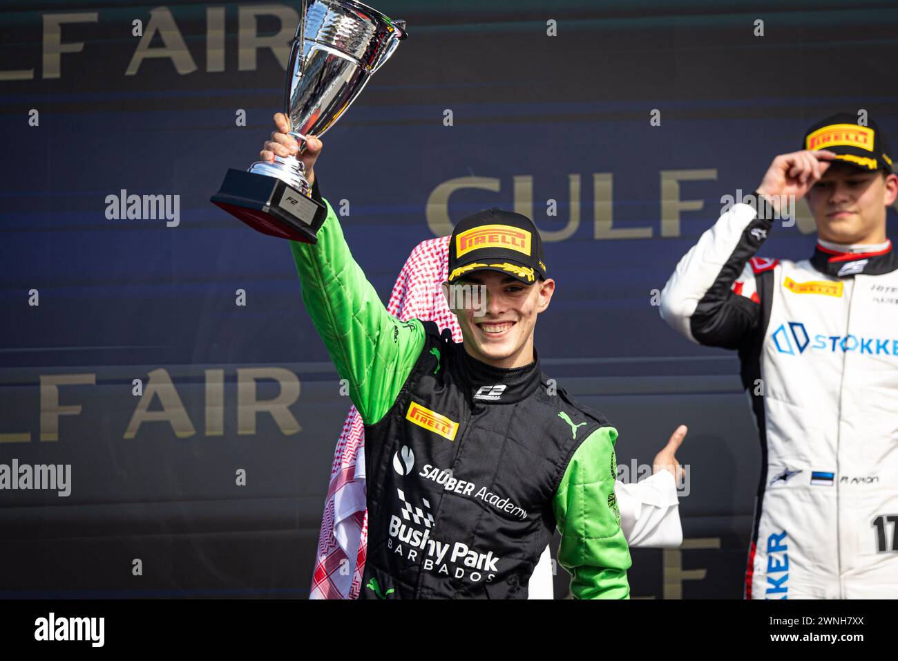 MALONEY Zane (bar), Rodin Motorsport, Dallara F2 2024, podium, portrait ...