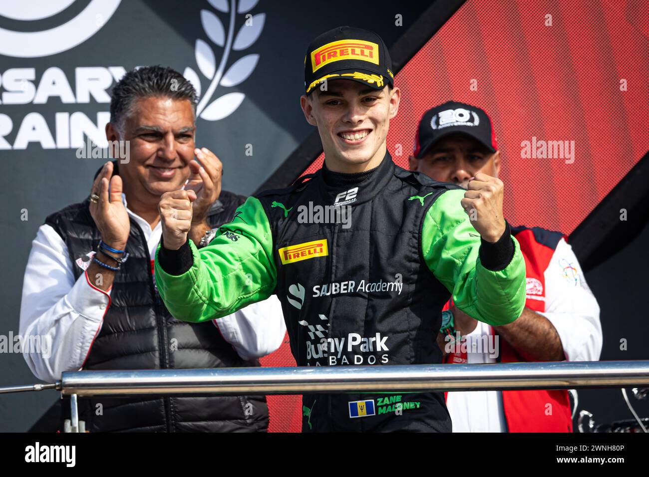 MALONEY Zane (bar), Rodin Motorsport, Dallara F2 2024, portrait, podium ...