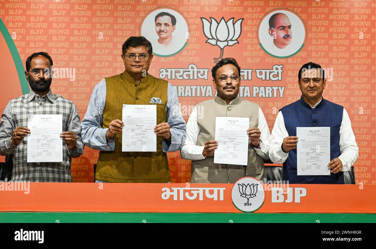 NEW DELHI, INDIA - MARCH 2: BJP leaders Vinod Tawde, Baijayant "Jay ...