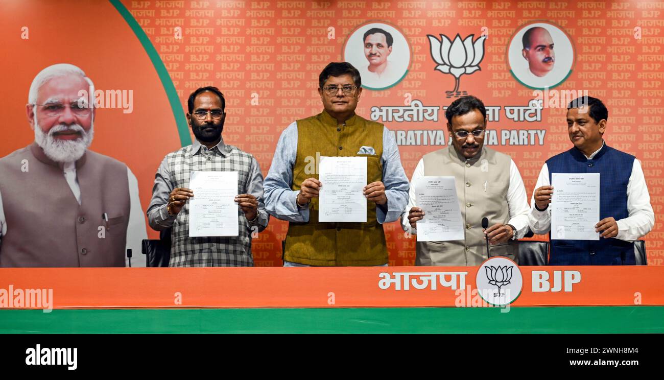 NEW DELHI, INDIA - MARCH 2: BJP leaders Vinod Tawde, Baijayant "Jay ...