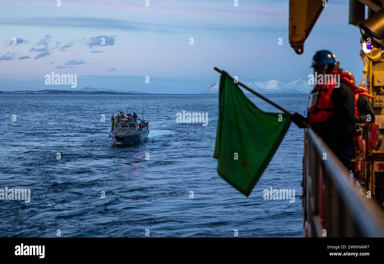 Swedish Marines, assigned to 2nd Marine Battalion, in a CB90-class fast ...