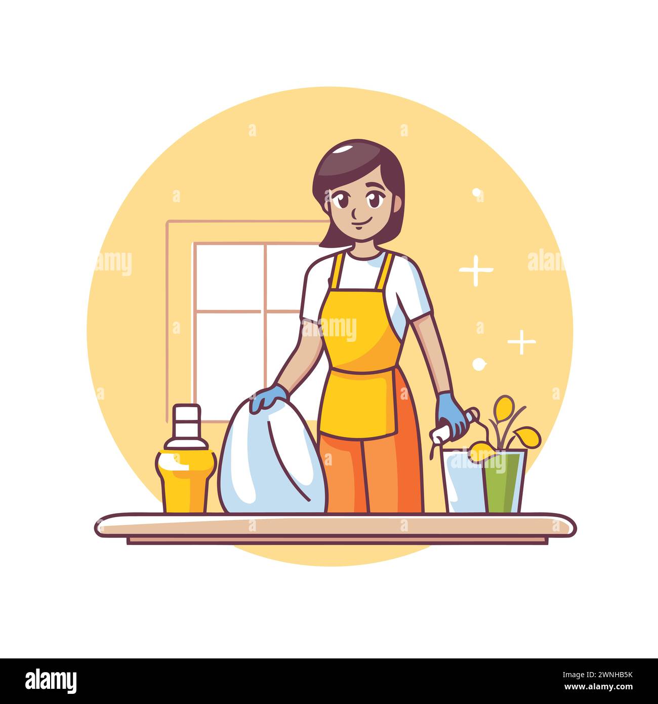 Housewife cleaning apron Stock Vector Images - Alamy