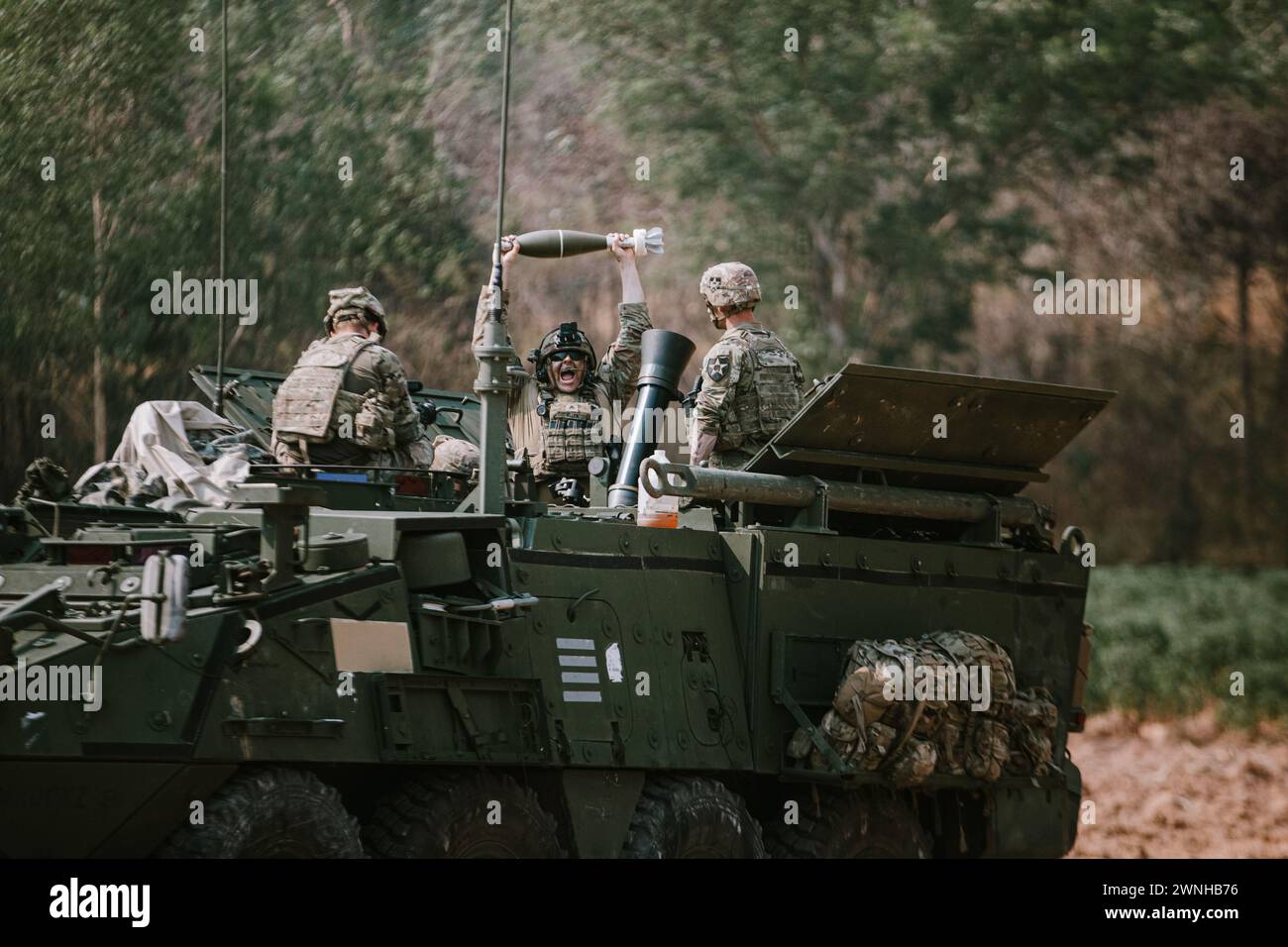 U.S. Army Sgt. Brocc Allen, a mortarman assigned to 1st Battalion, 17th ...