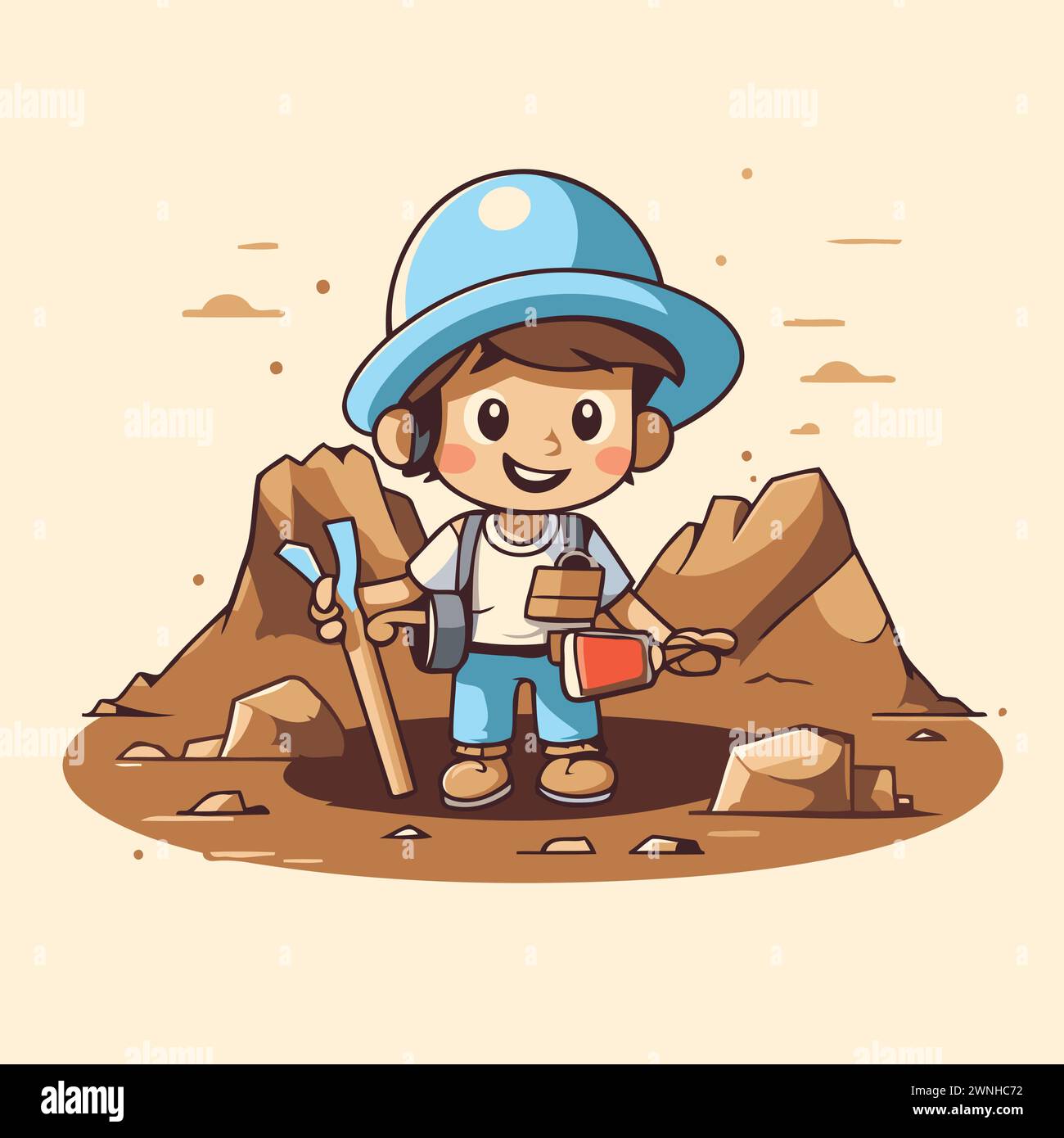 Digging man cartoon illustration Stock Vector Images - Alamy