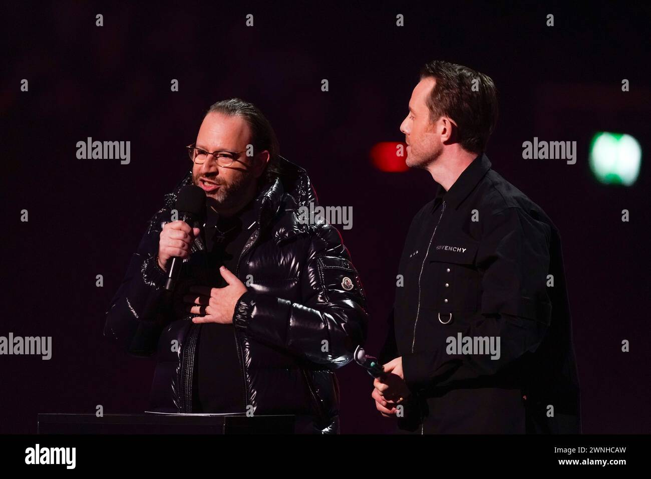 Saul Milton, left, and Will Kennard, aka Chase & Status, accept the ...