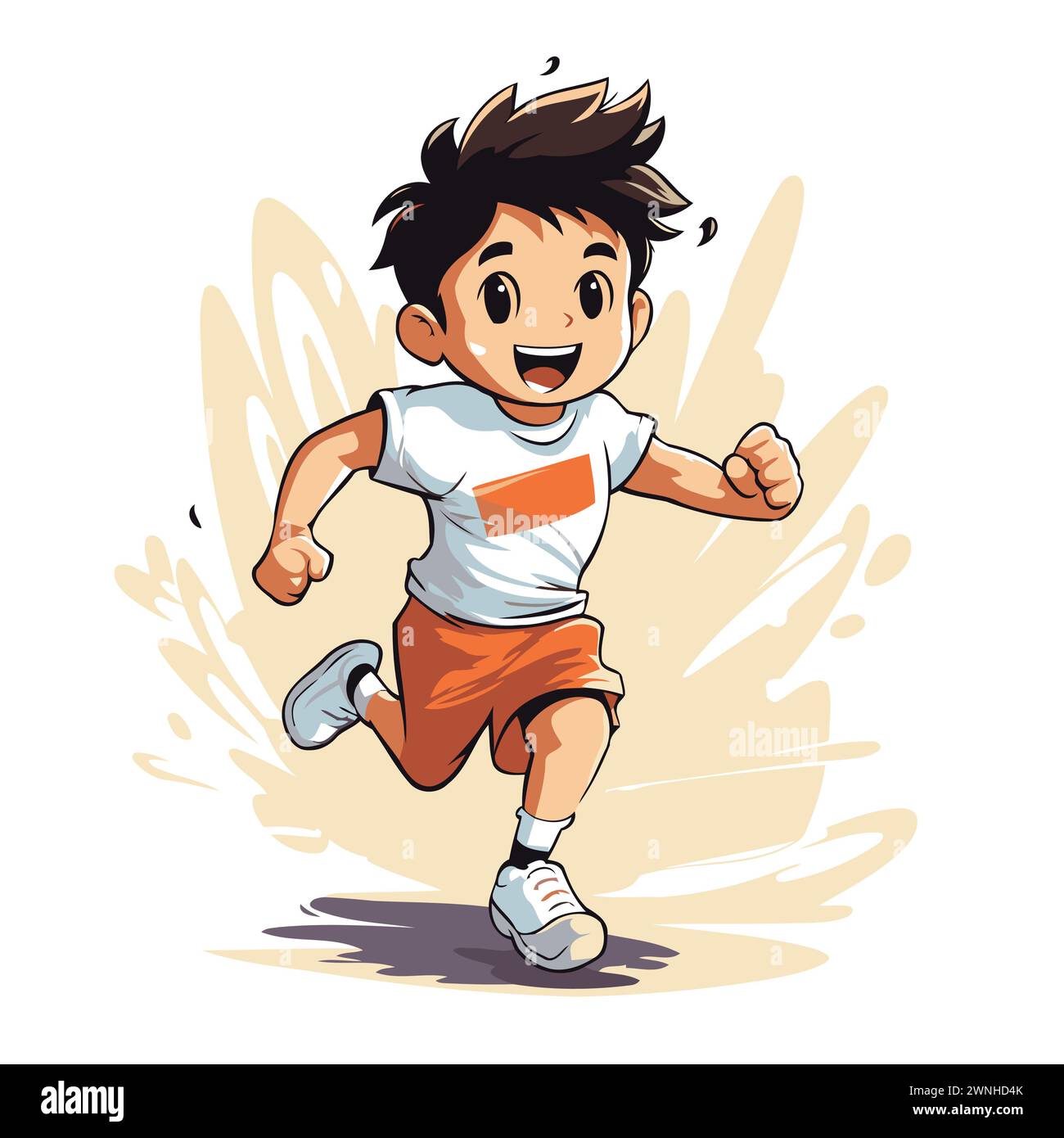 Cartoon illustration of a boy running. isolated on white background ...