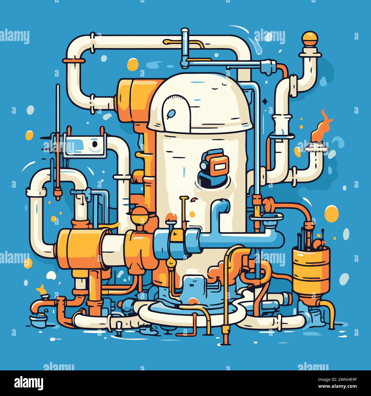 Pipeline and pipeline for water. Vector illustration in doodle style ...