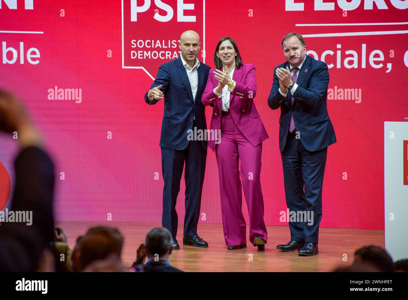 Rome, Italy. 02nd Mar, 2024. Giacomo Filibeck, Elly Schlein and Stefan ...