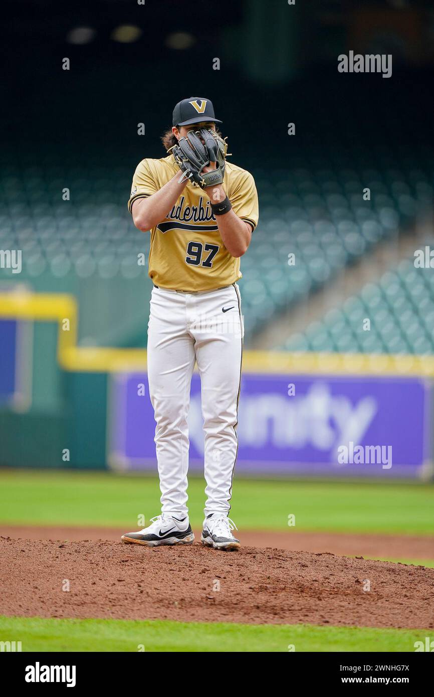 Houston, United States. 02nd Mar, 2024. Vanderbilt Commodores pitcher ...