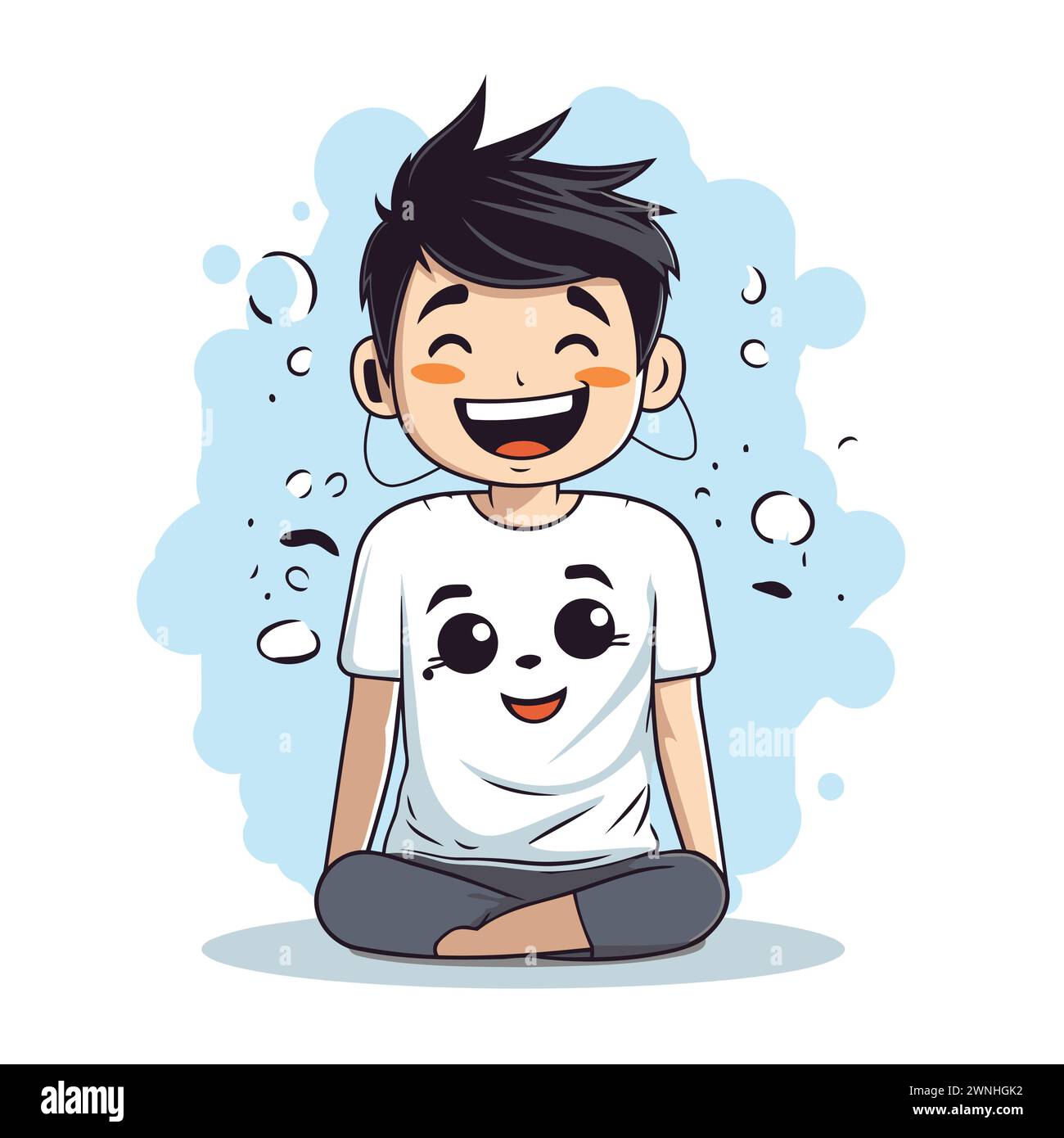 Cartoon boy sitting on floor hi-res stock photography and images - Alamy