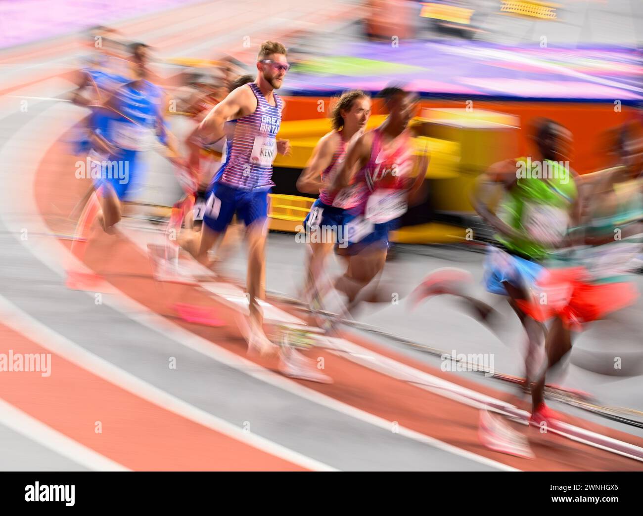 Glasgow Scotland :2–3-2024: Day 2 Josh KERR of GBR in action during the 3000m Race at the ...