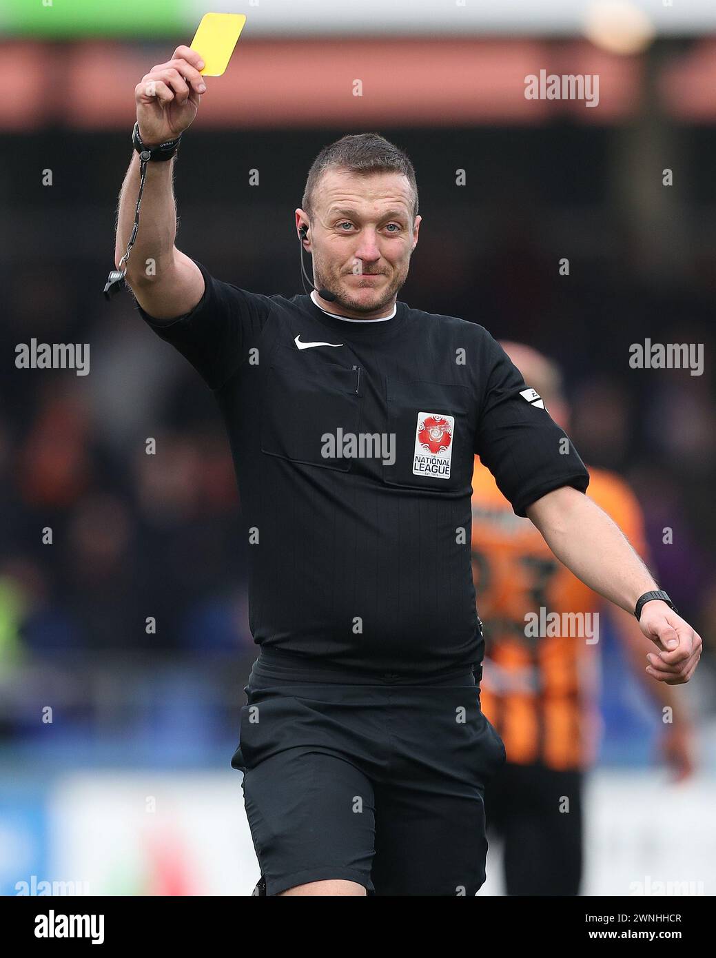 Match referee Aaron Bannister during the Vanarama National League match ...