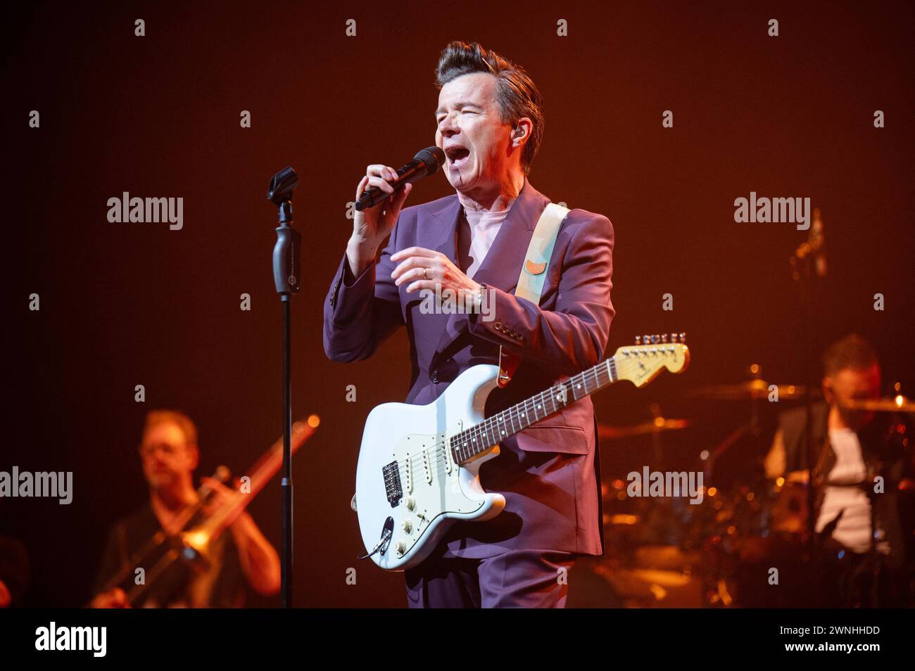 Manchester, UK. 2nd March 2024. Rick Astley performs at Manchester's AO ...