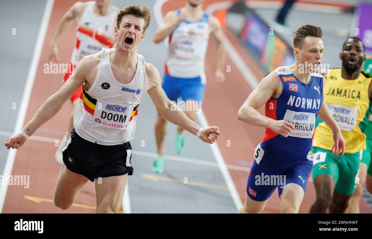 Glasgow, UK. 02nd Mar, 2024. Belgian Alexander Doom celebrates after ...