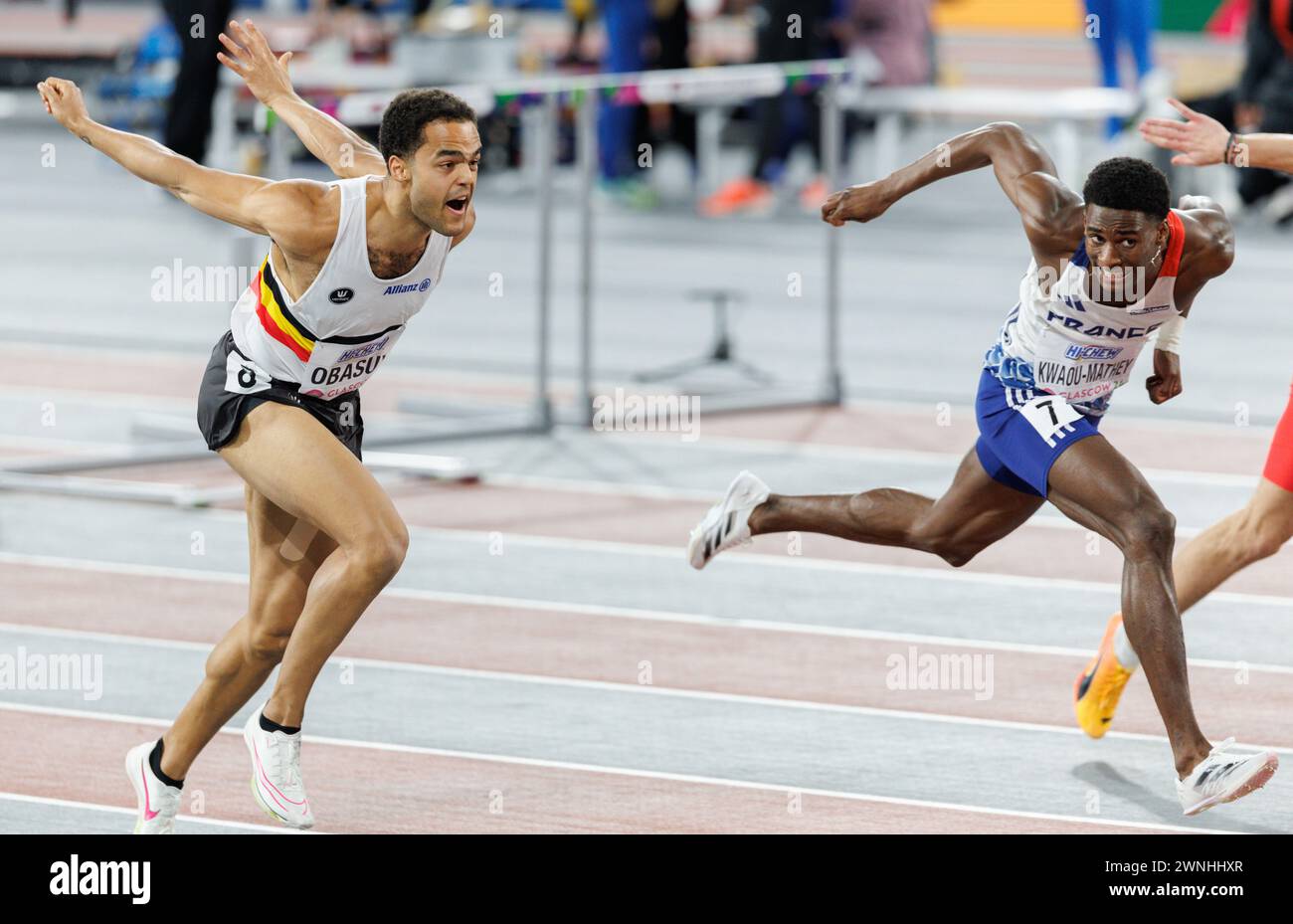 Glasgow, UK. 02nd Mar, 2024. Belgian Michael Obasuyi (L) pictured in ...