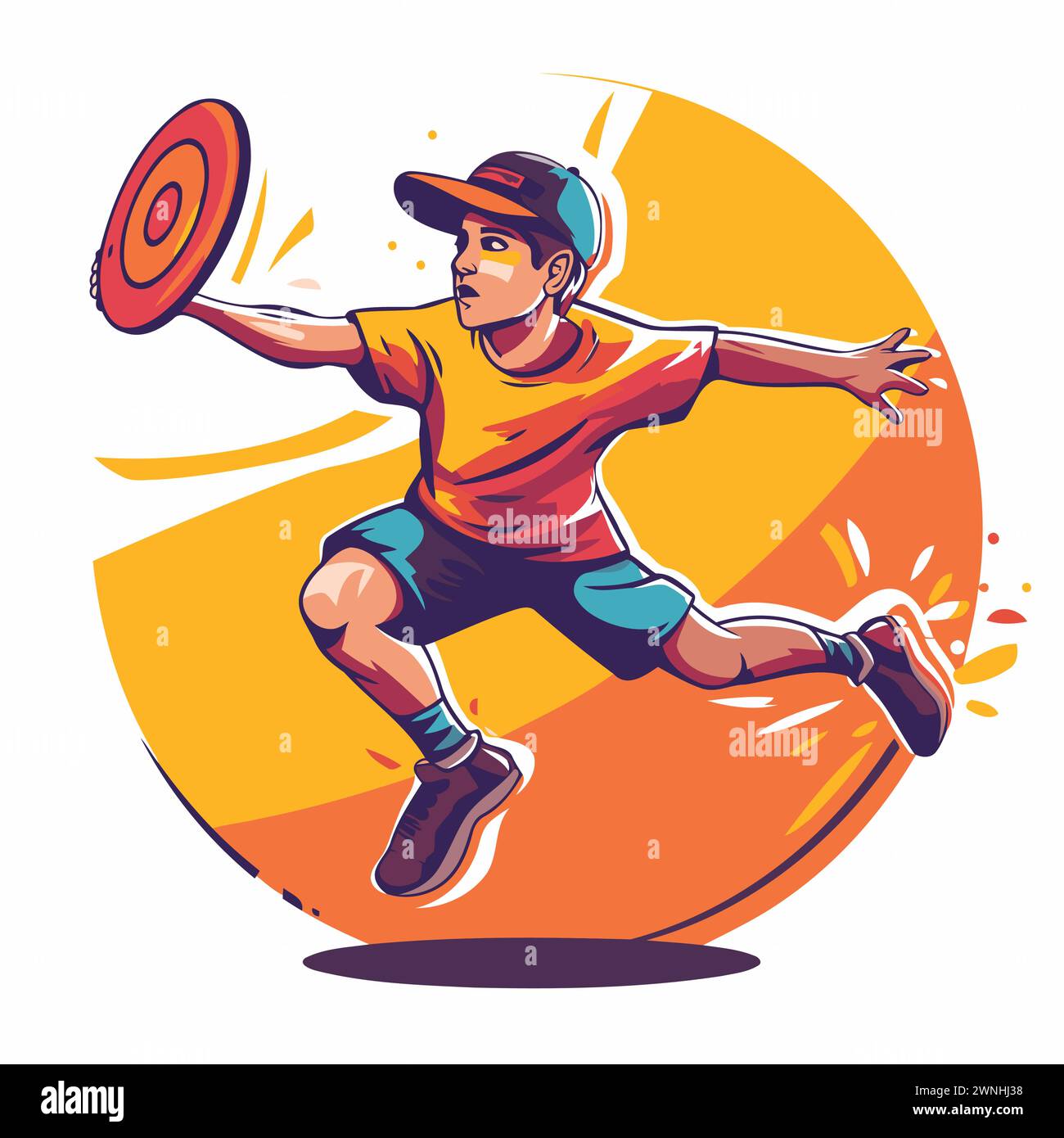 Illustration of a discus thrower Cut Out Stock Images & Pictures - Alamy