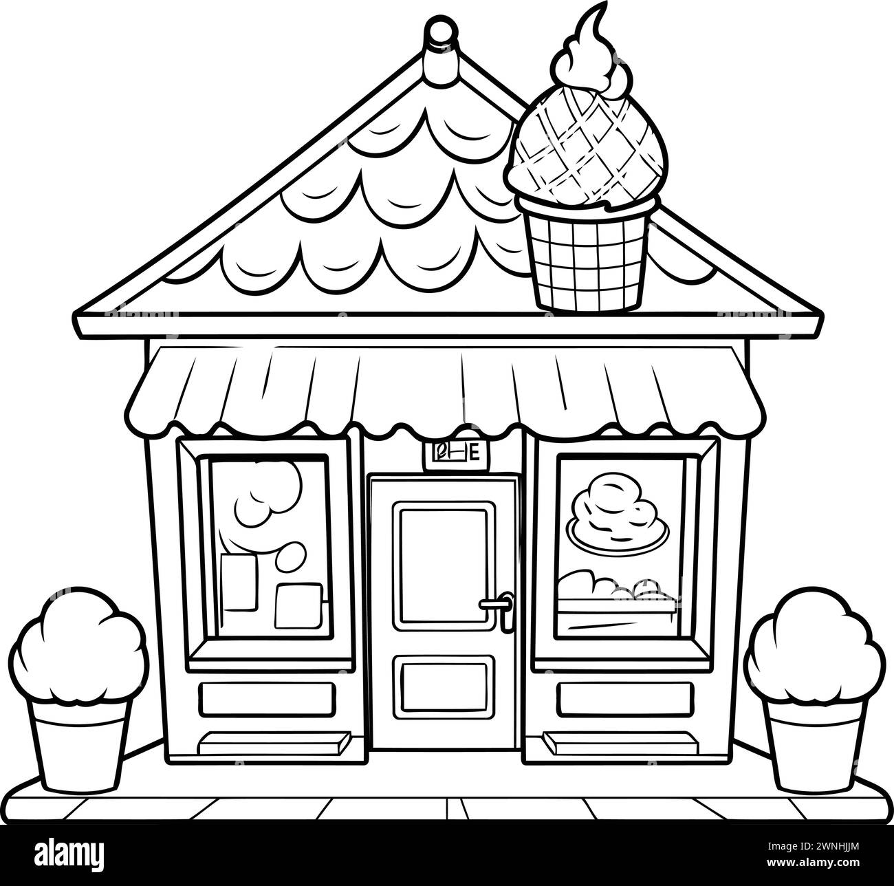 Ice Cream Shop Icon In Outline Style Isolated On White Background Ice Cream Shop Symbol Stock