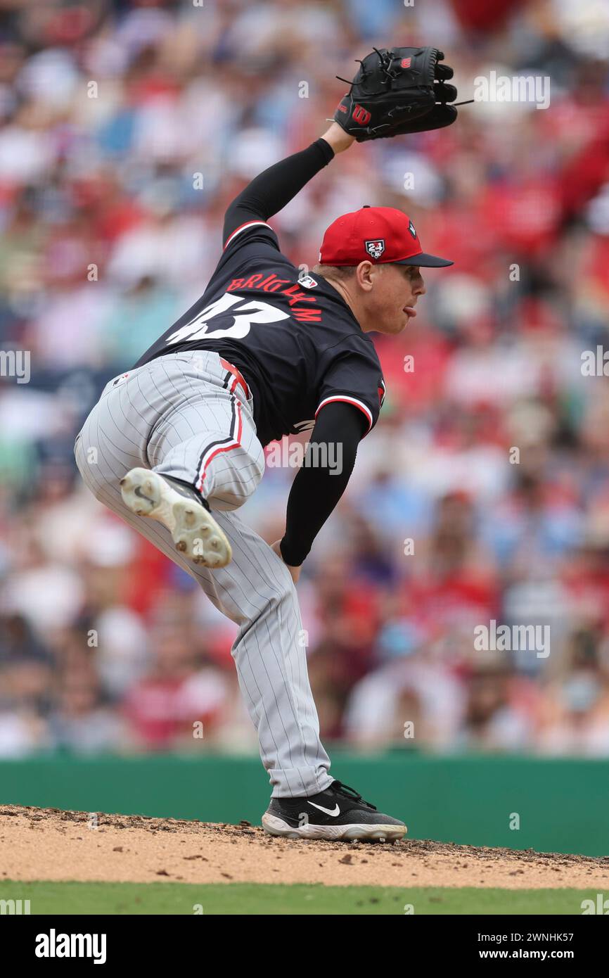 Clearwater, Florida, USA. 2nd Mar, 2024. Minnesota Twins pitcher Jeff ...