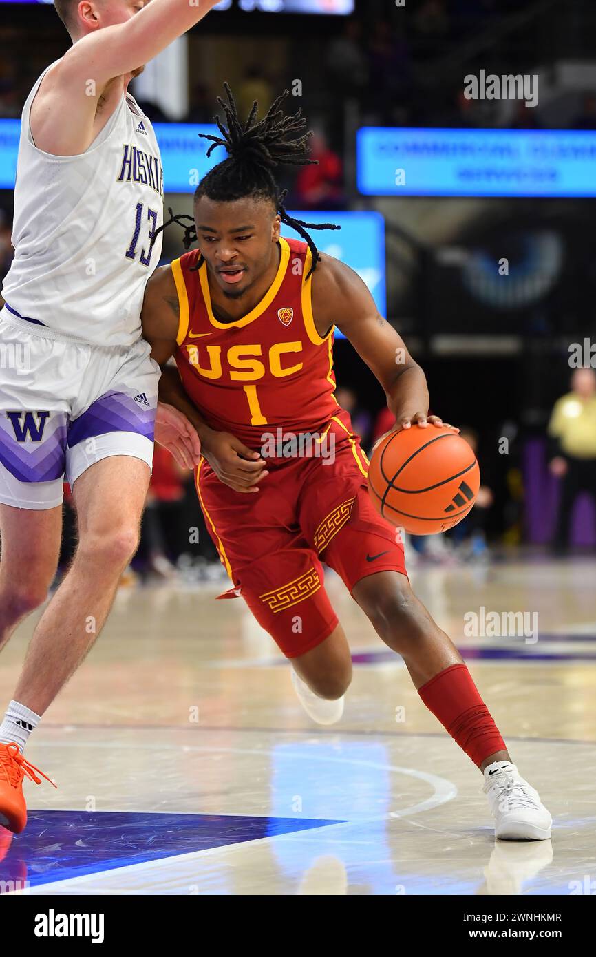 Seattle, WA, USA. 02nd Mar, 2024. USC Trojans guard Isaiah Collier (1 ...