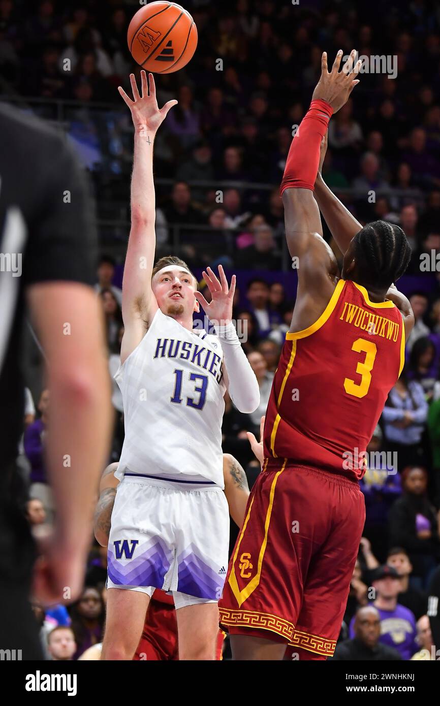 Seattle, WA, USA. 02nd Mar, 2024. Washington Huskies forward Moses Wood ...