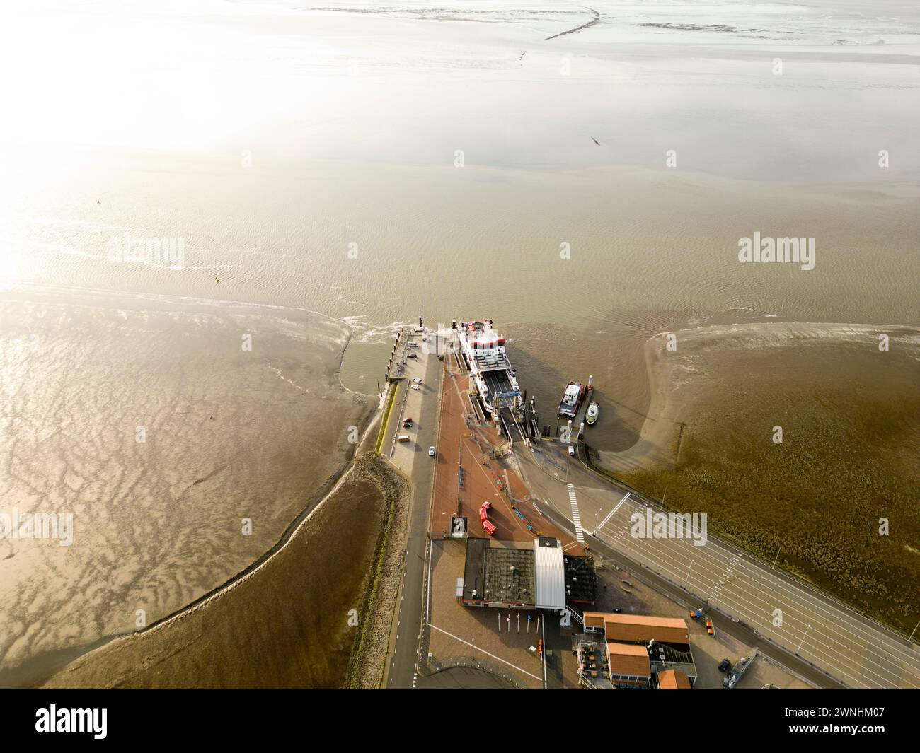 Passenger terminal and ferry to the Dutch islands, Holwerd, The ...