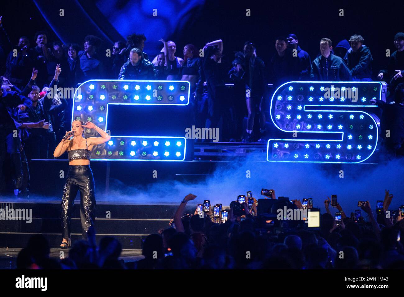 EDITORIAL USE ONLY. London, UK. 2 March 2023. Becky Hill and Chase and ...