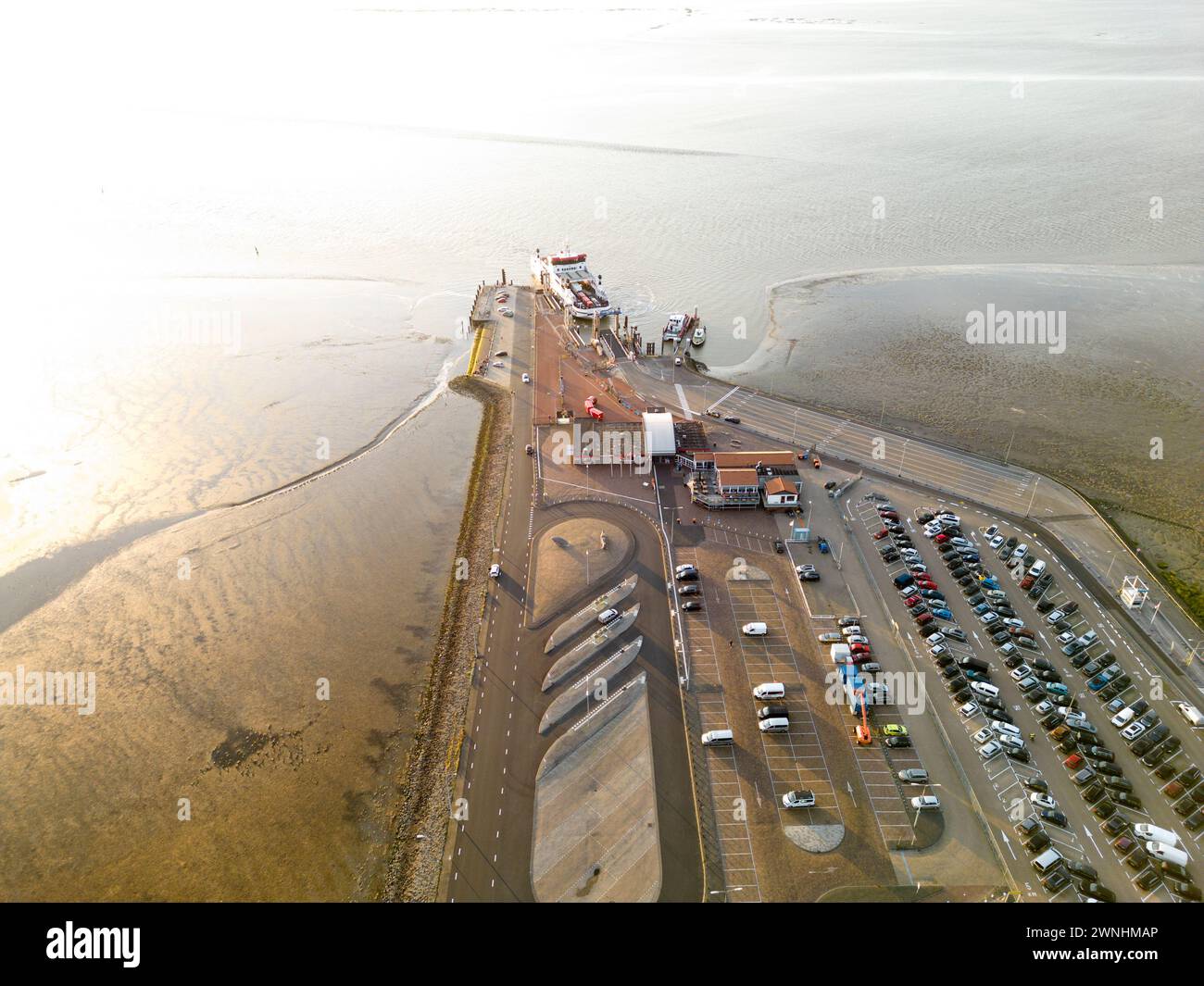 Passenger terminal and ferry to the Dutch islands, Holwerd, The ...