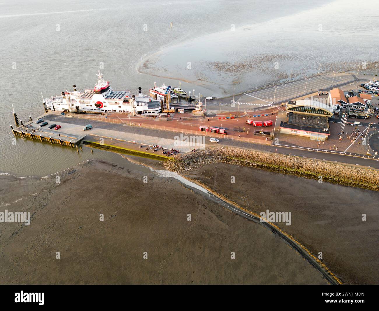 Passenger terminal and ferry to the Dutch islands, Holwerd, The ...