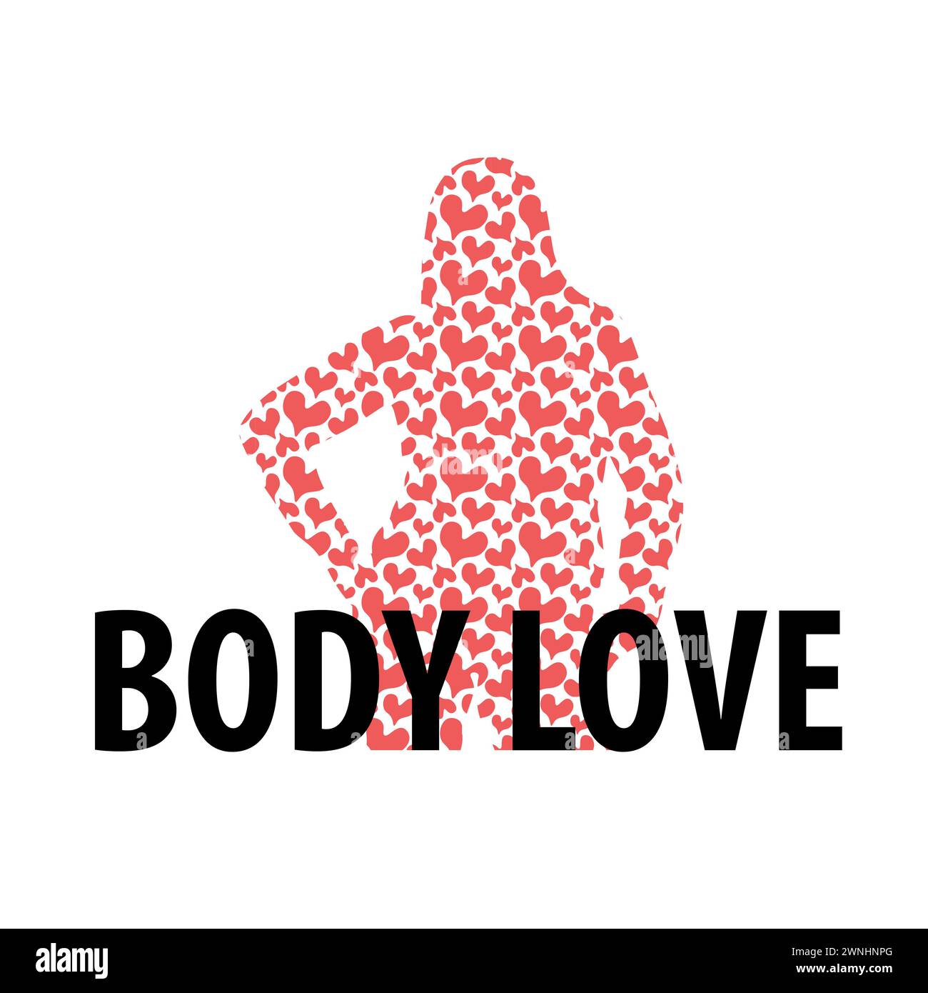 Stop body shaming! Words Body Love and silhouette of woman made of ...