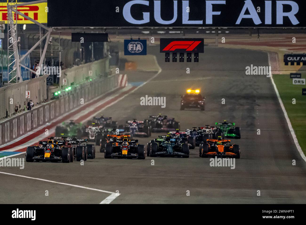 SAKHIR, BAHRAIN: Max Verstappen, Lewis Hamilton, Charles Leclerc and ...