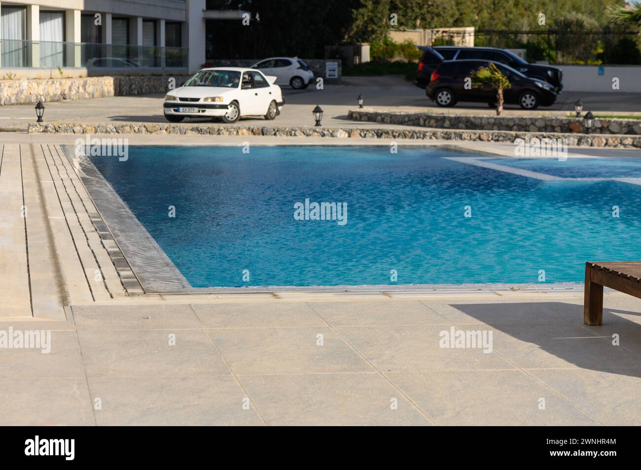 swimming pool near a cafe in a residential complex 1 Stock Photo - Alamy