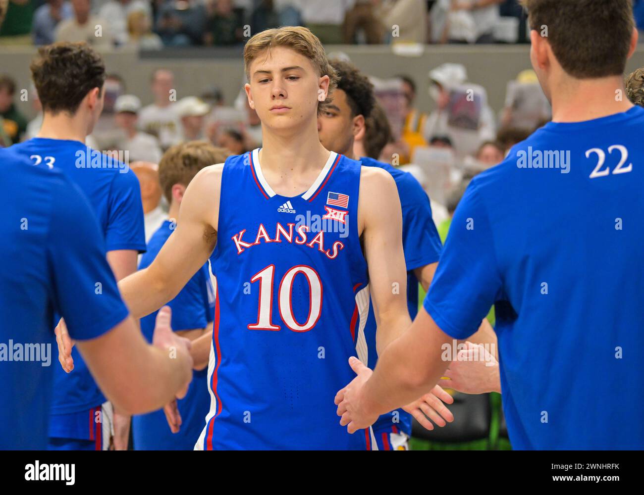 Waco, Texas, USA. 2nd Mar, 2024. Kansas Jayhawks guard Johnny Furphy ...