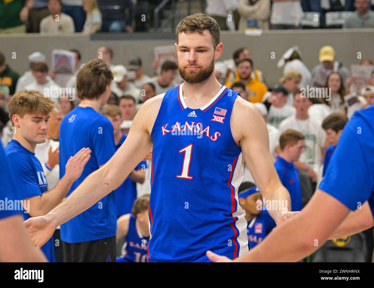 March 2 2024:Kansas Jayhawks center Hunter Dickinson (1) during the ...