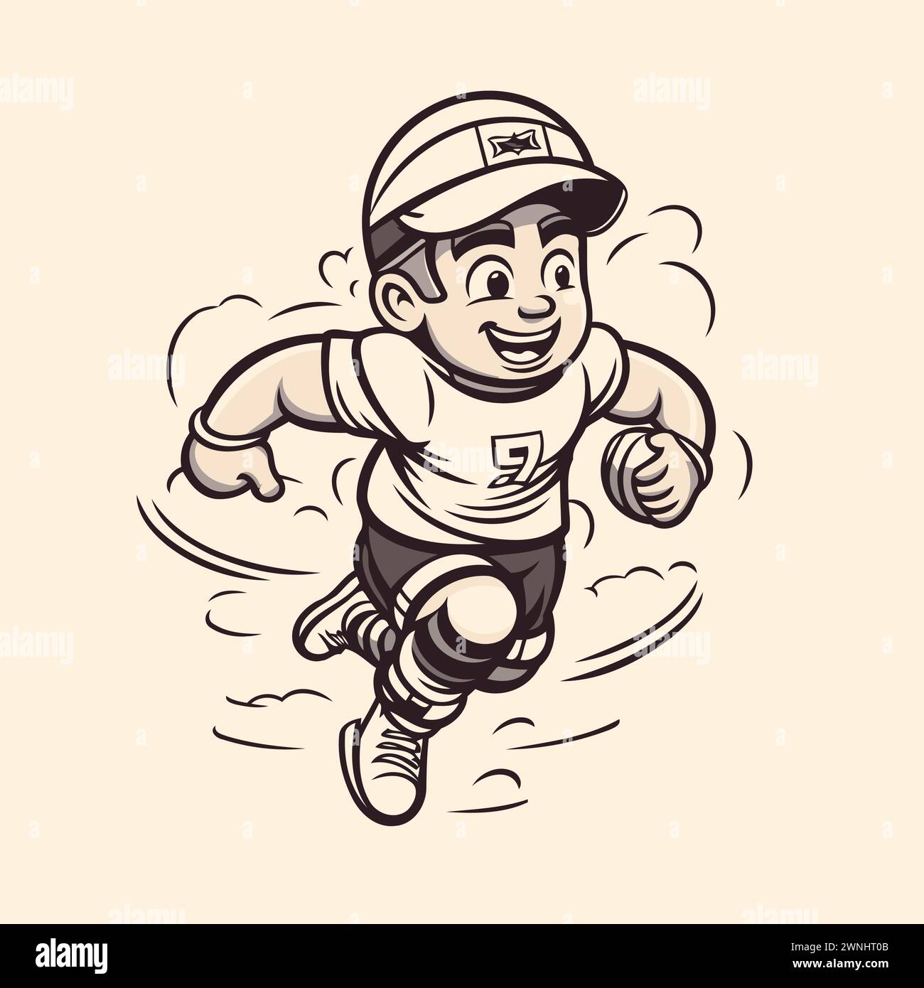 Cartoon illustration of a soccer player running isolated on the white ...