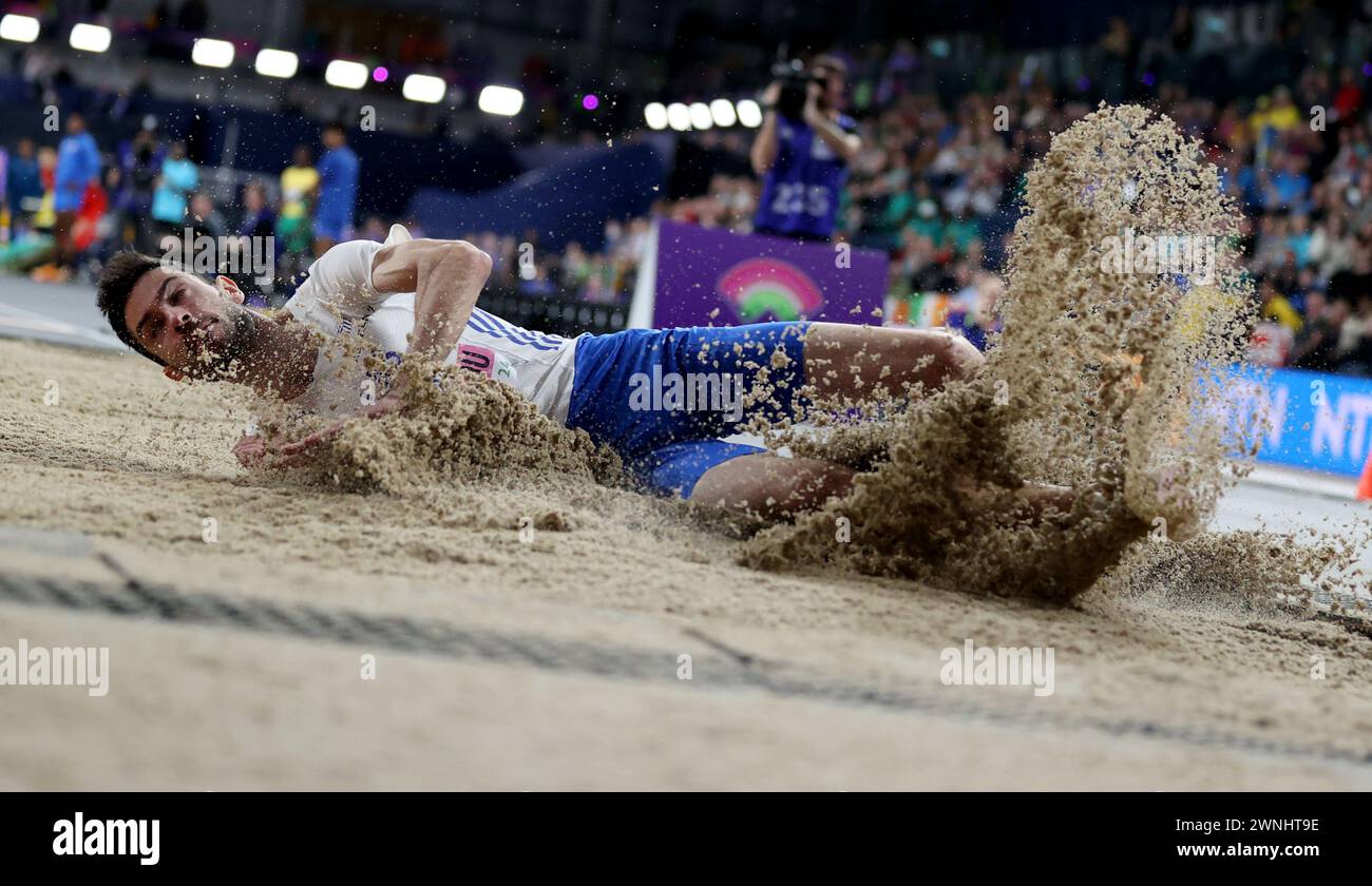 Glasgow, Britain. 2nd Mar, 2024. Miltiadis Tentoglou of Greece competes ...