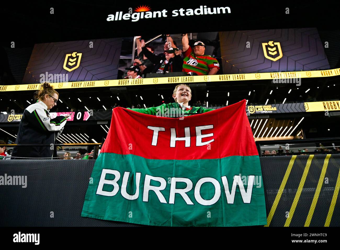 South Sydney fans react ahead of the opening match of the NRL between ...