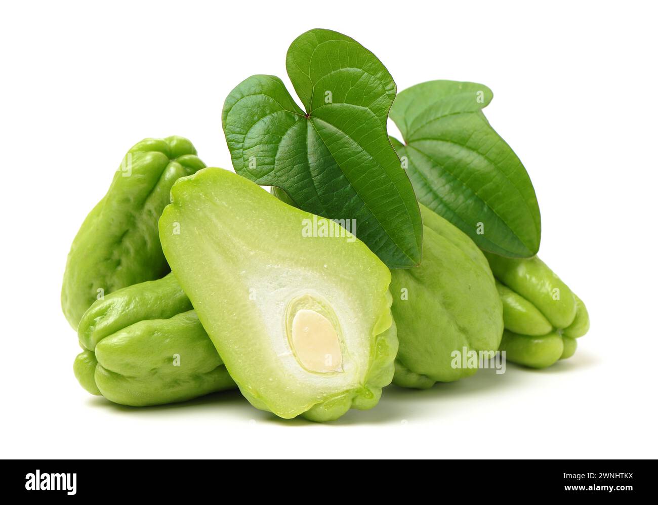 Chayote on white background Stock Photo - Alamy