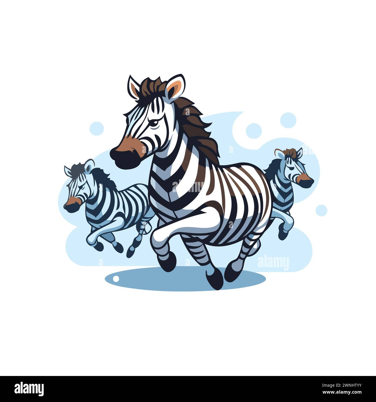 Zebra and foal cartoon vector illustration isolated on white background ...