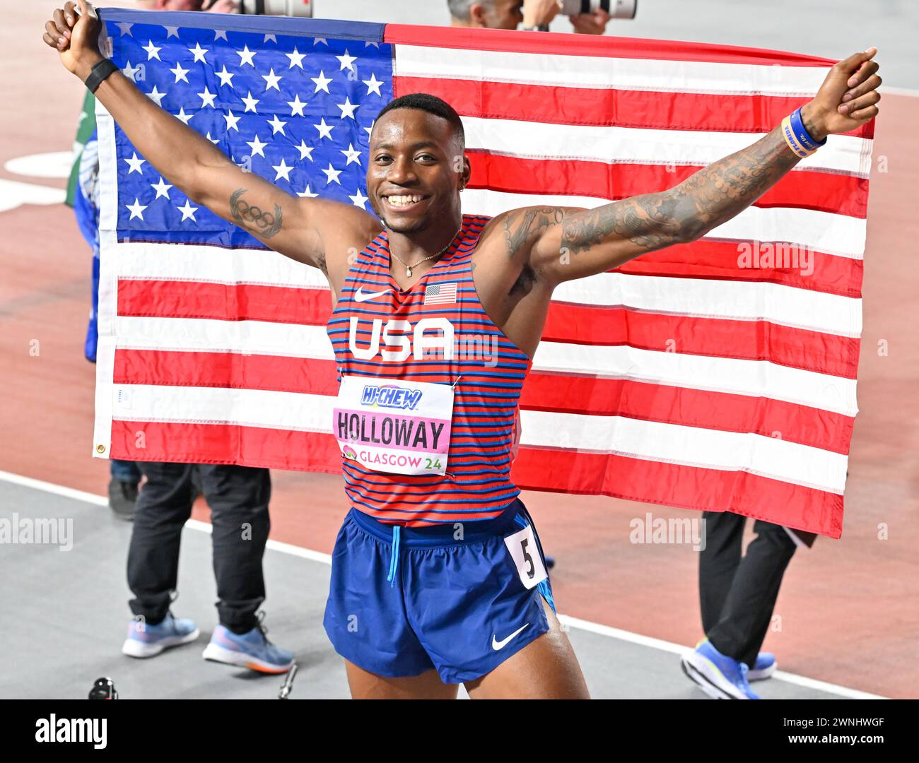 Glasgow, Scotland, UK. 02nd Mar, 2024. Grant HOLLOWAY (USA) wins the ...