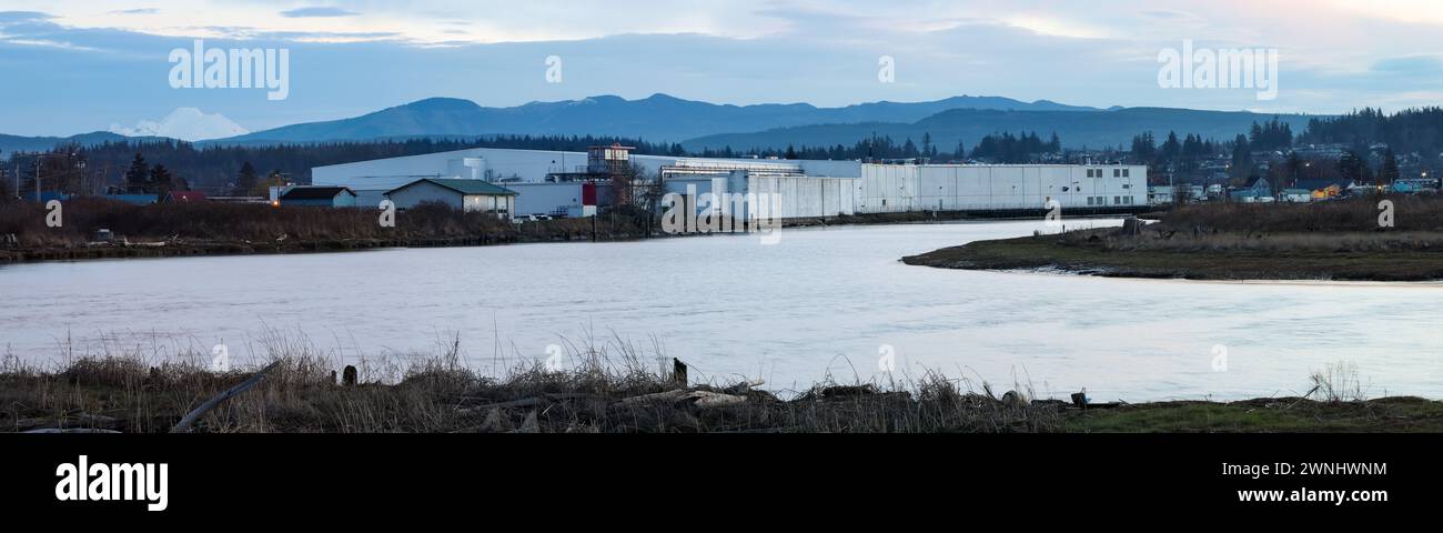 Stanwood WA USA Feb 17, 2024 Panorama of Twin City Foods along the ...