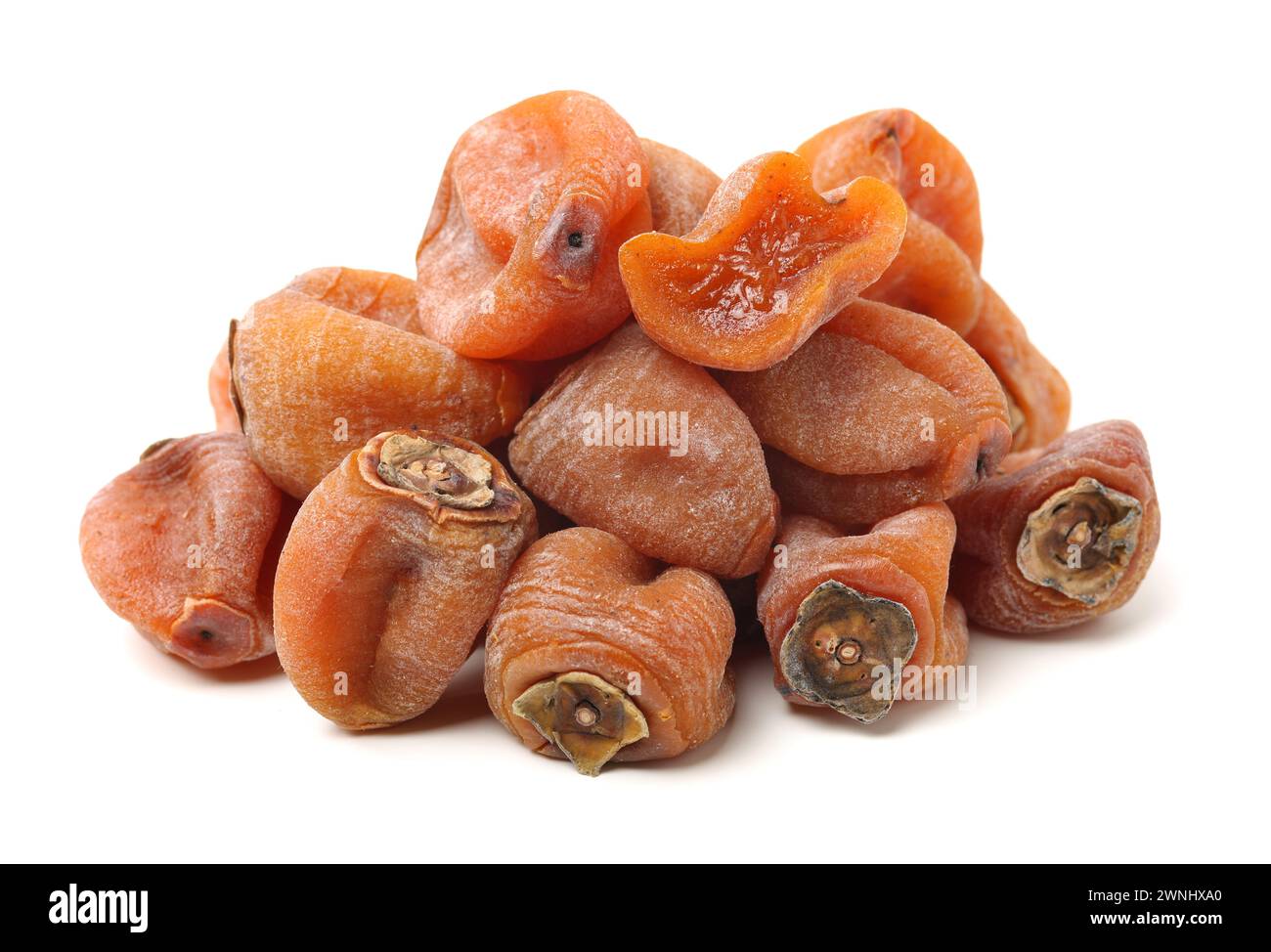 dried persimmon on white background Stock Photo - Alamy