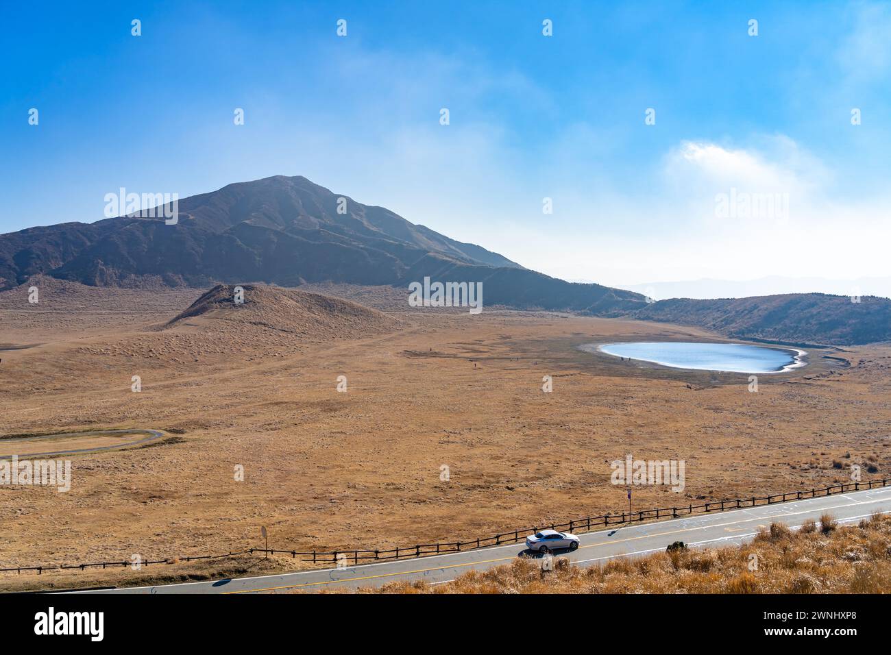 Kusasenri prairie observation in January. Aso Kuju National Park ...
