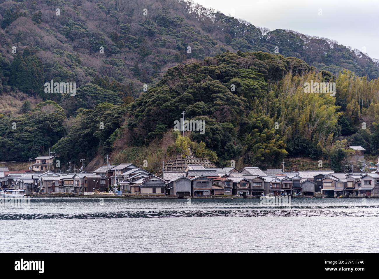 Traditional wooden fishermen Funaya boathouses in Ine north Kyoto ...