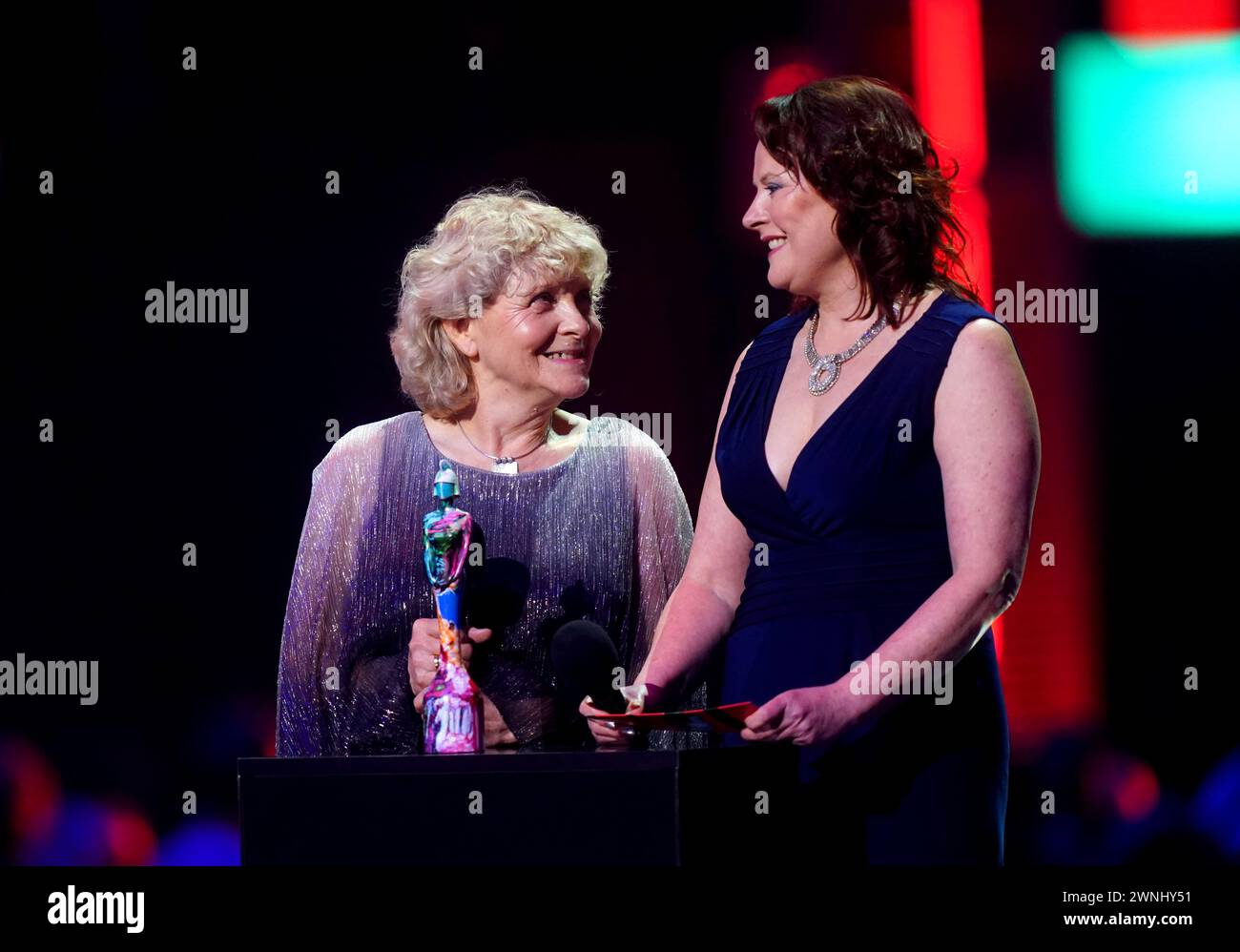 Jo Hamilton and Monica Dolan on stage to present the award for Song of ...