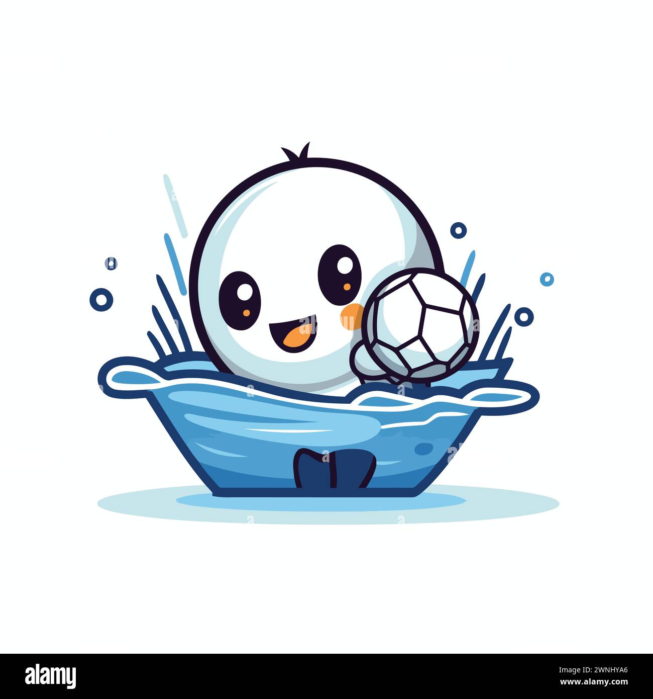 Cute cartoon ball in the water. Vector illustration on white background ...