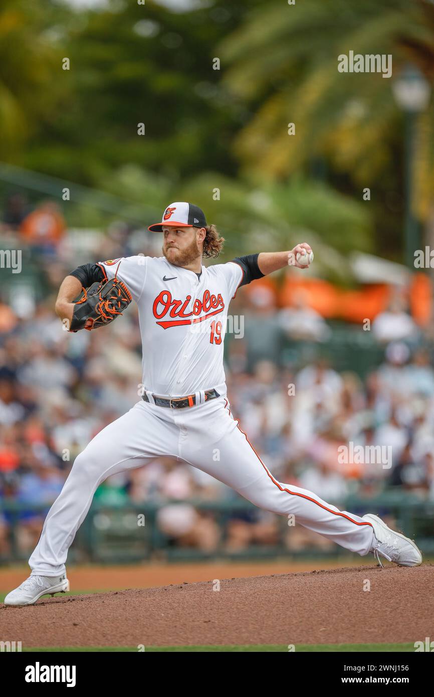 Sarasota FL USA; Baltimore Orioles starting pitcher Cole Irvin (19 ...