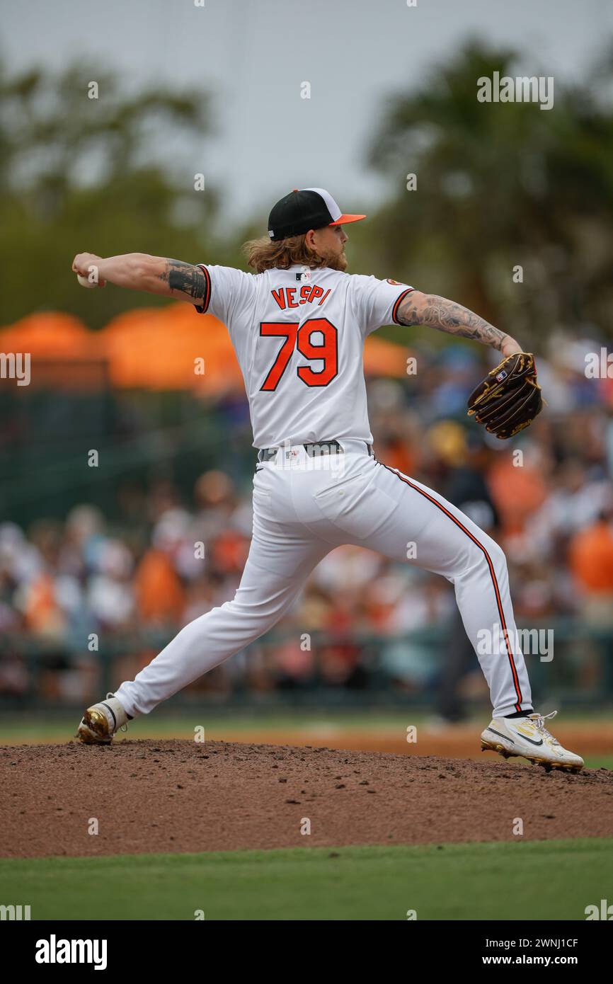 Sarasota FL USA; Baltimore Orioles relief pitcher Nick Vespi (79 ...