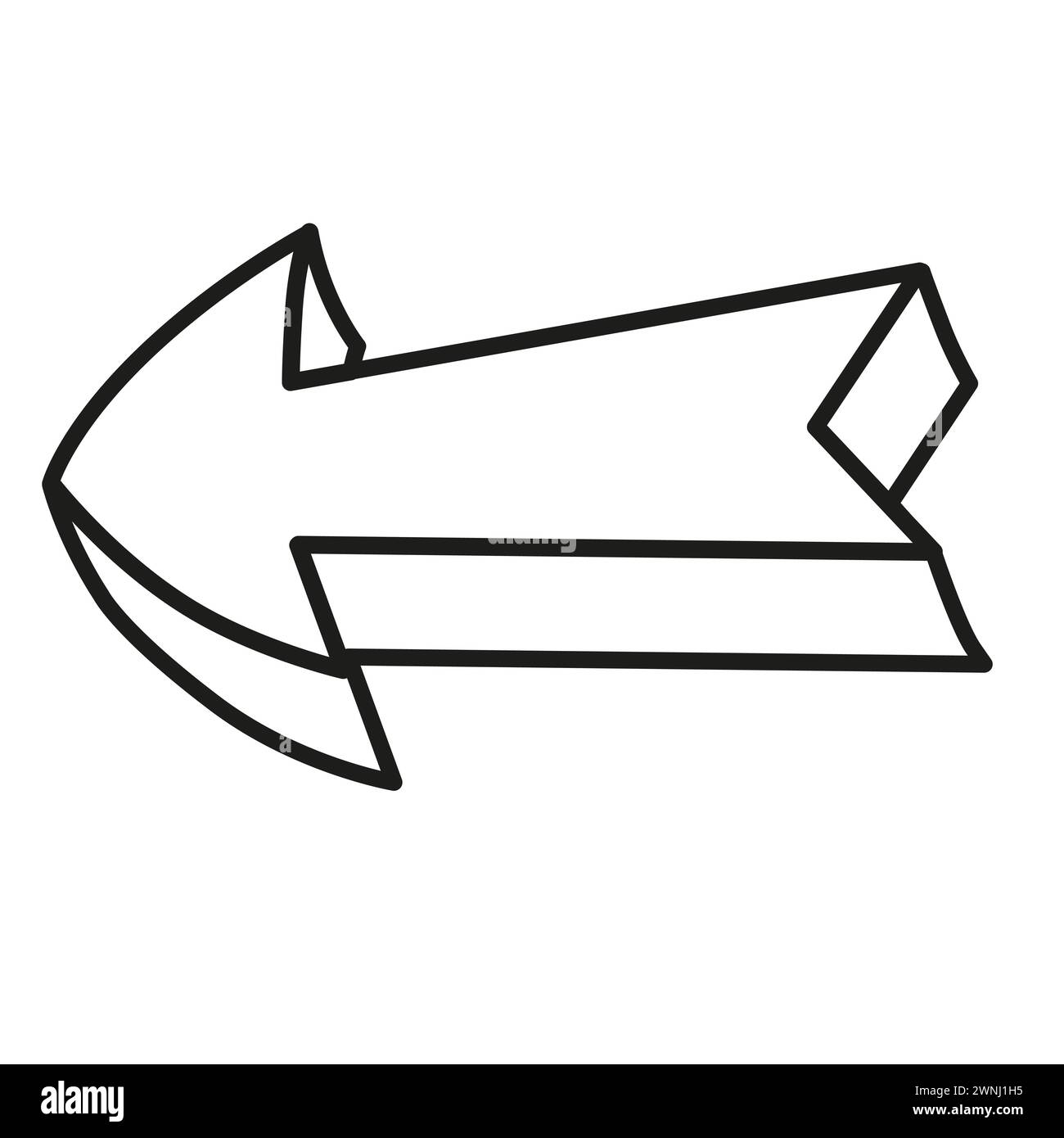 3d Vector abstract business arrow. Hand drawn geometric curved pointer ...