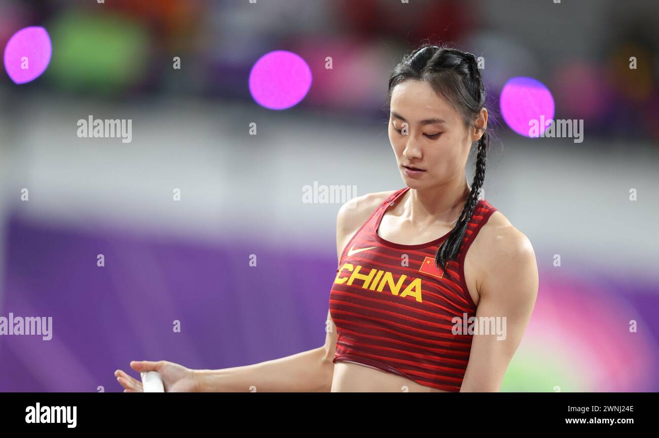 Glasgow, Britain. 2nd Mar, 2024. Li Ling of China reacts during the ...